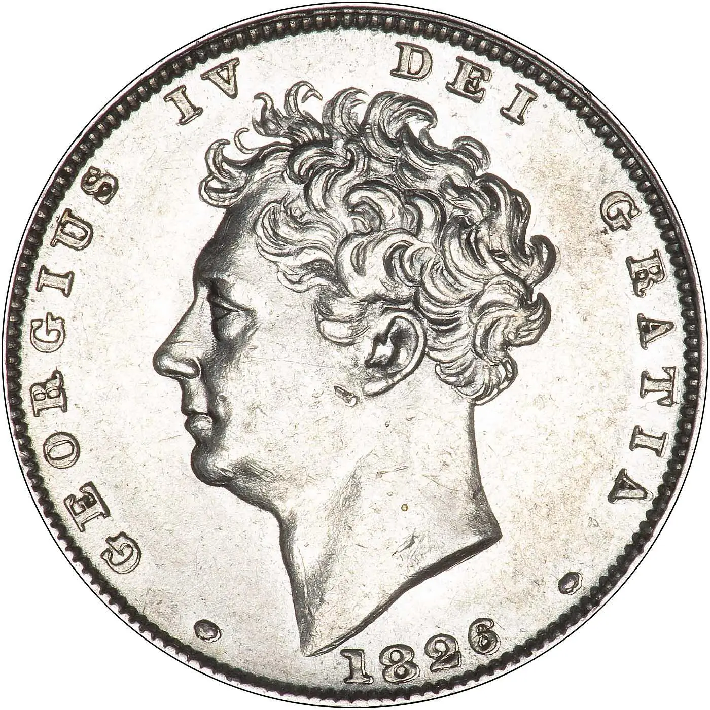 1826 George IV Silver SIxpence Bare Head Lion | Chards