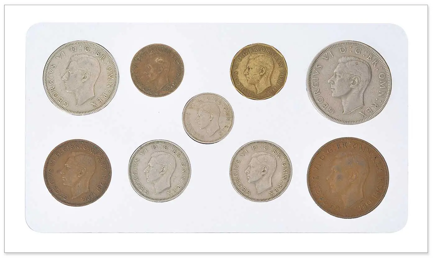 1950 9-Coin Base Metal George VI Set | Chards - £44.95