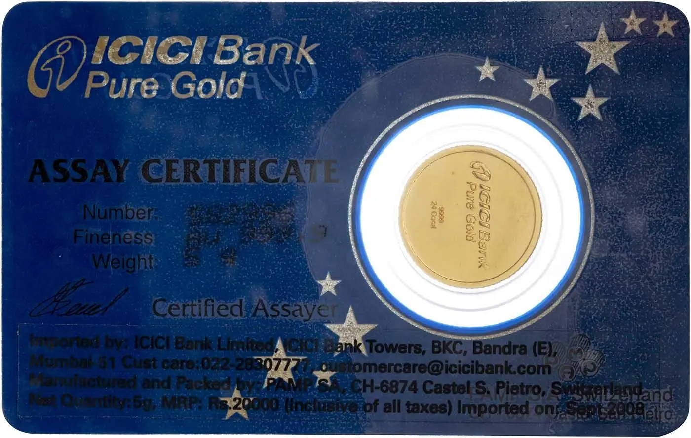 ICICI Bank 5 Gram Gold Bar Pre-Owned | Chards - £352.05