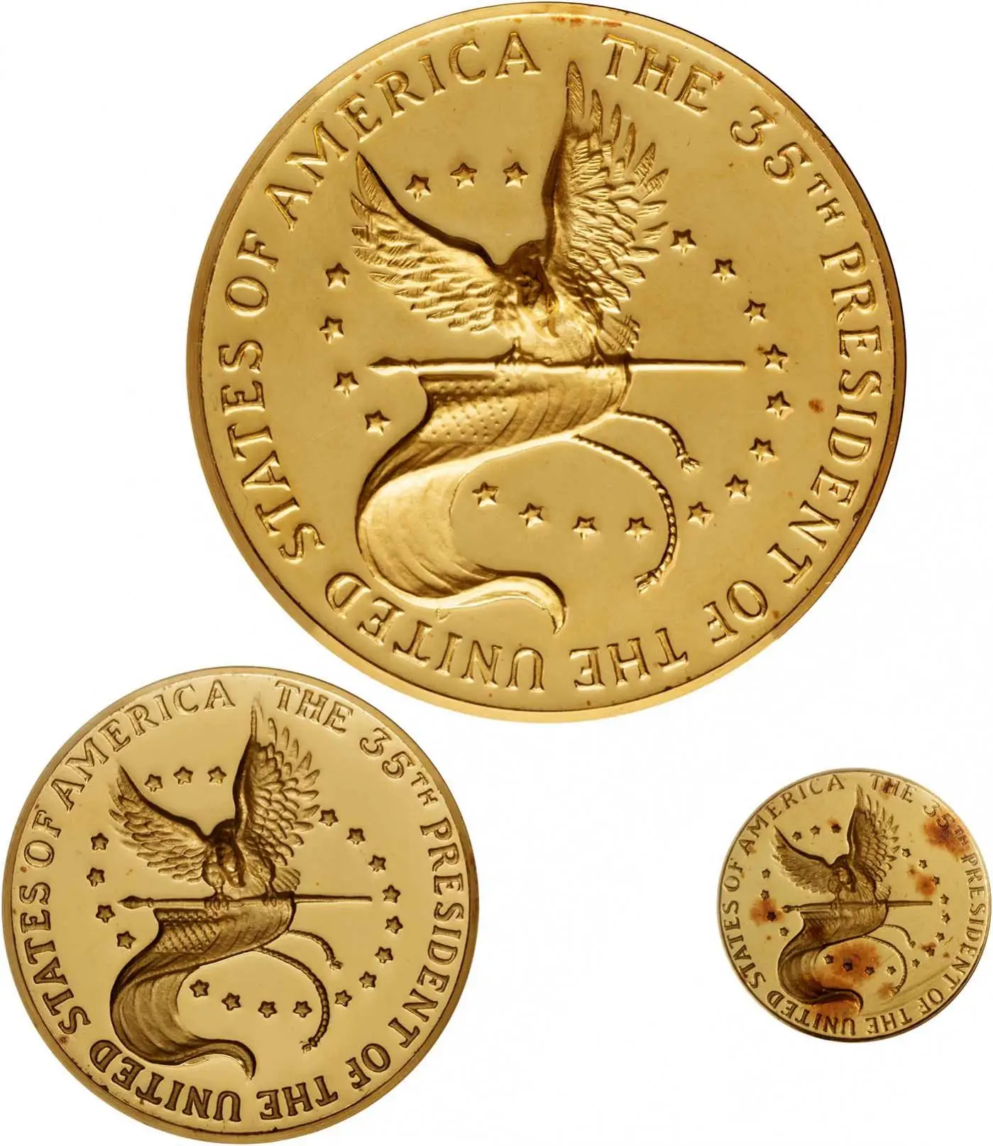 1963 Gold JFK 3 Medallion Gregory & Co Set | Chards