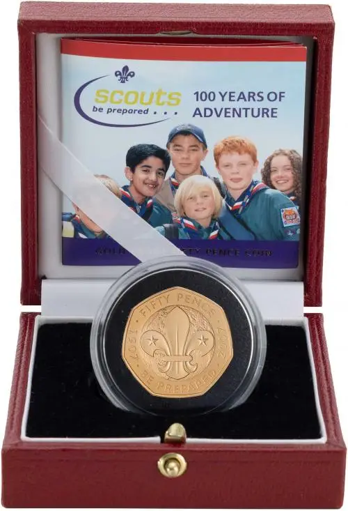 2007 100th Anniversary of UK Scouts 50p Gold Coin | Chards