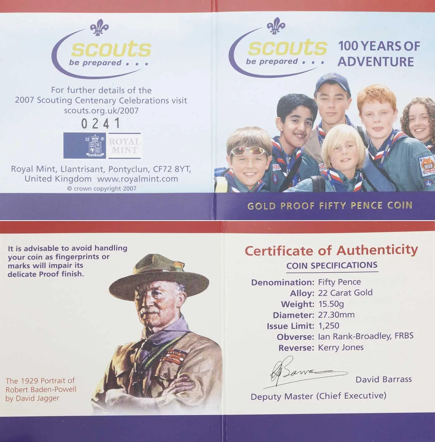 2007 100th Anniversary of UK Scouts 50p Gold Coin | Chards