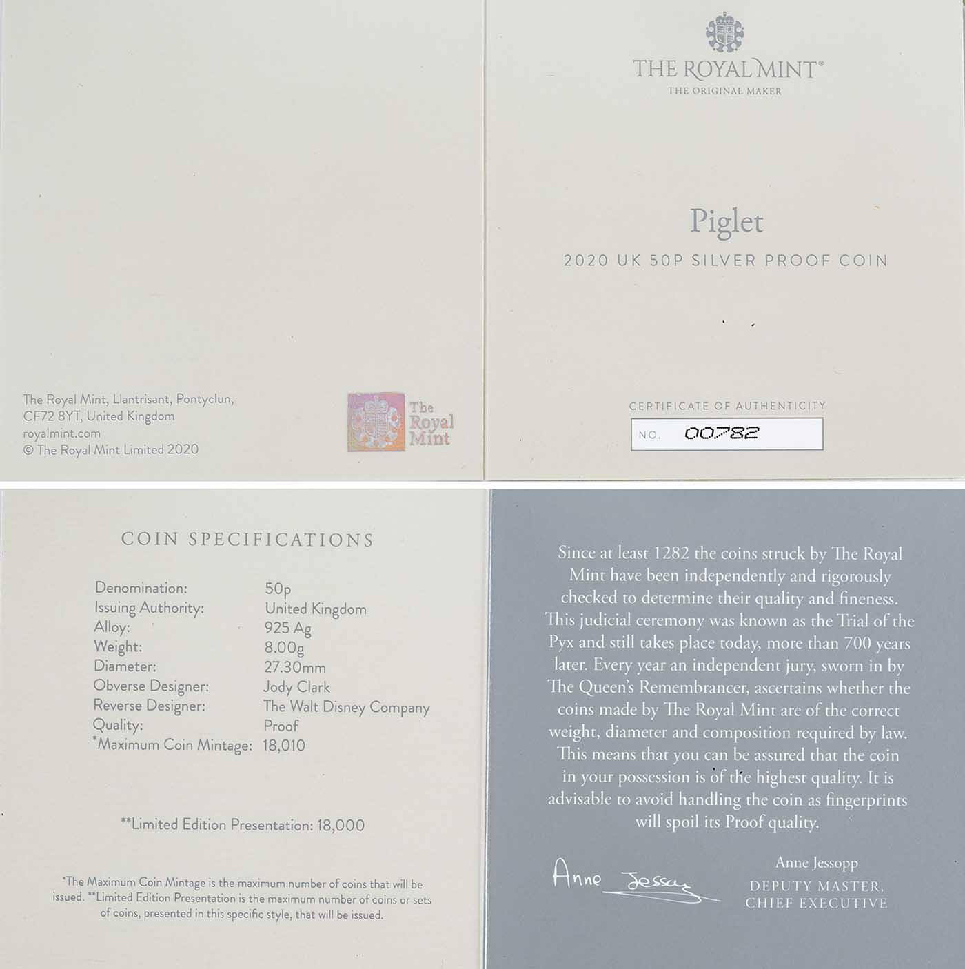 2020 Piglet 50 Pence Silver Proof Disney Coins | Chards