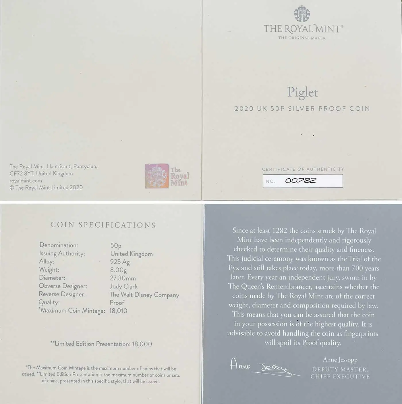 2020 Piglet 50 Pence Silver Proof Disney Coins | Chards
