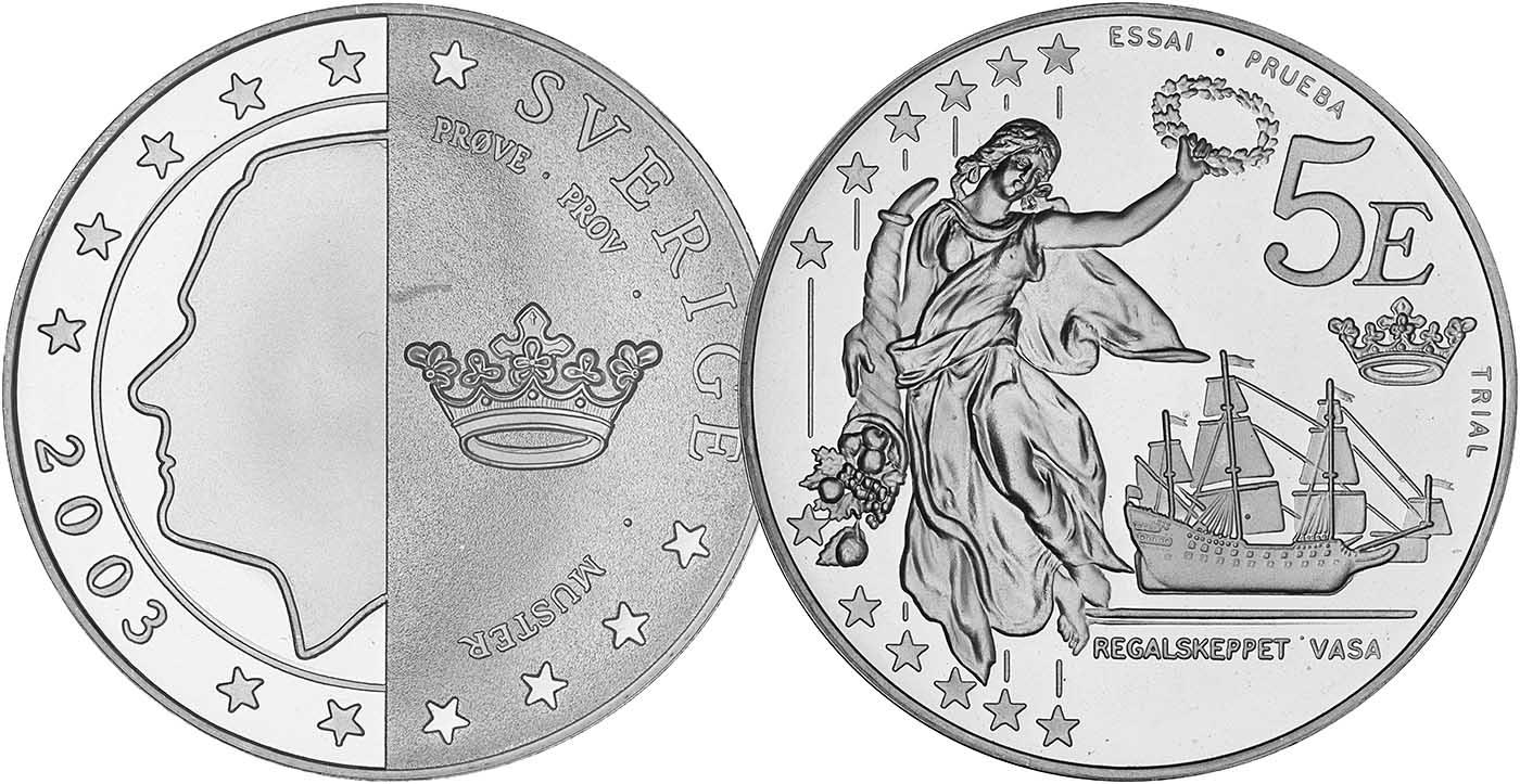 2003 Sweden Silver Proof 9 Euro Coin Pattern Set