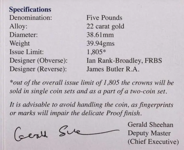 2005 Gold Proof Elizabeth II Nelson £5 Crown Coin | Chards