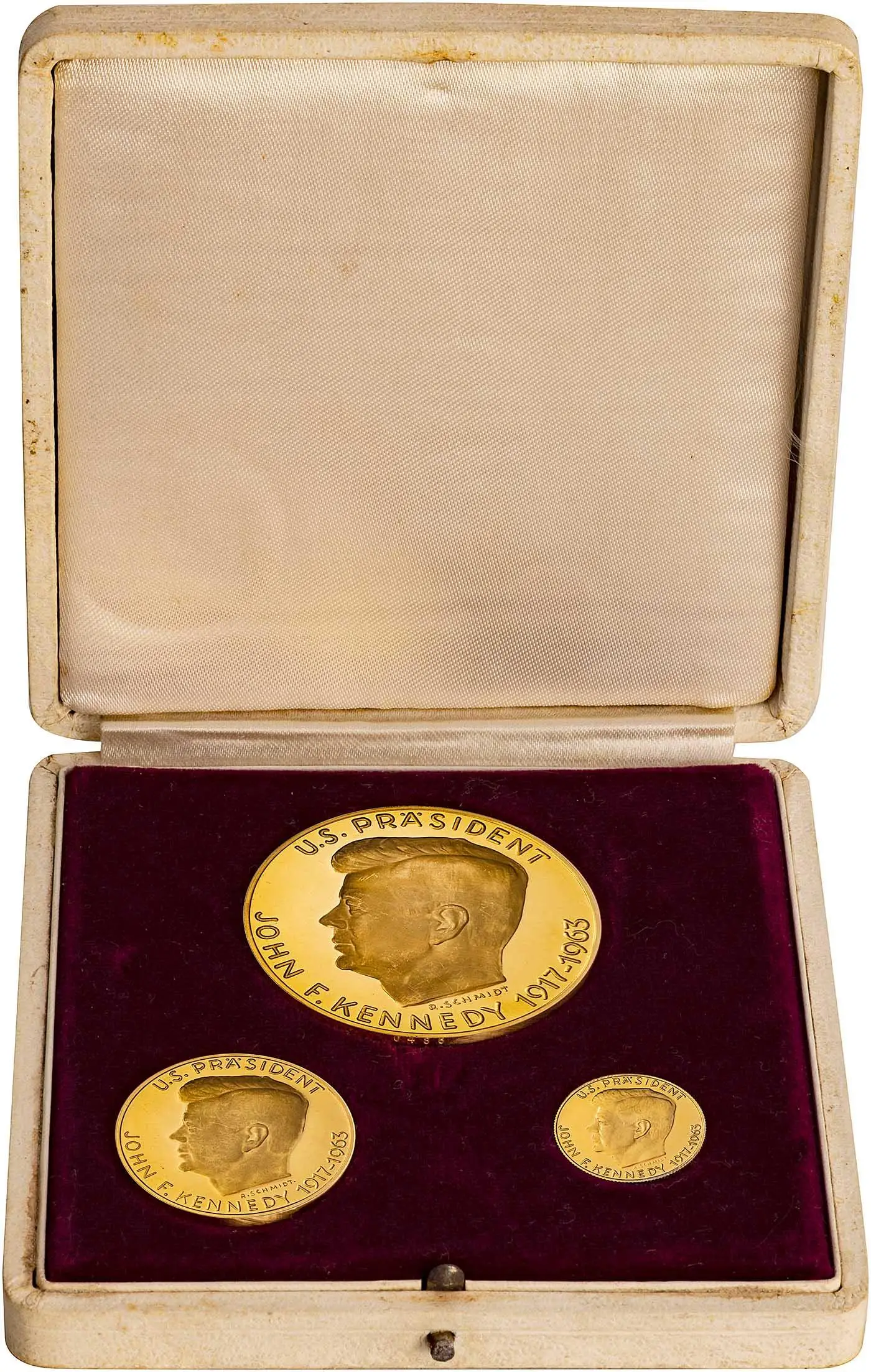 1963 John F Kennedy Gold 3 Piece Medallion Set | Chards