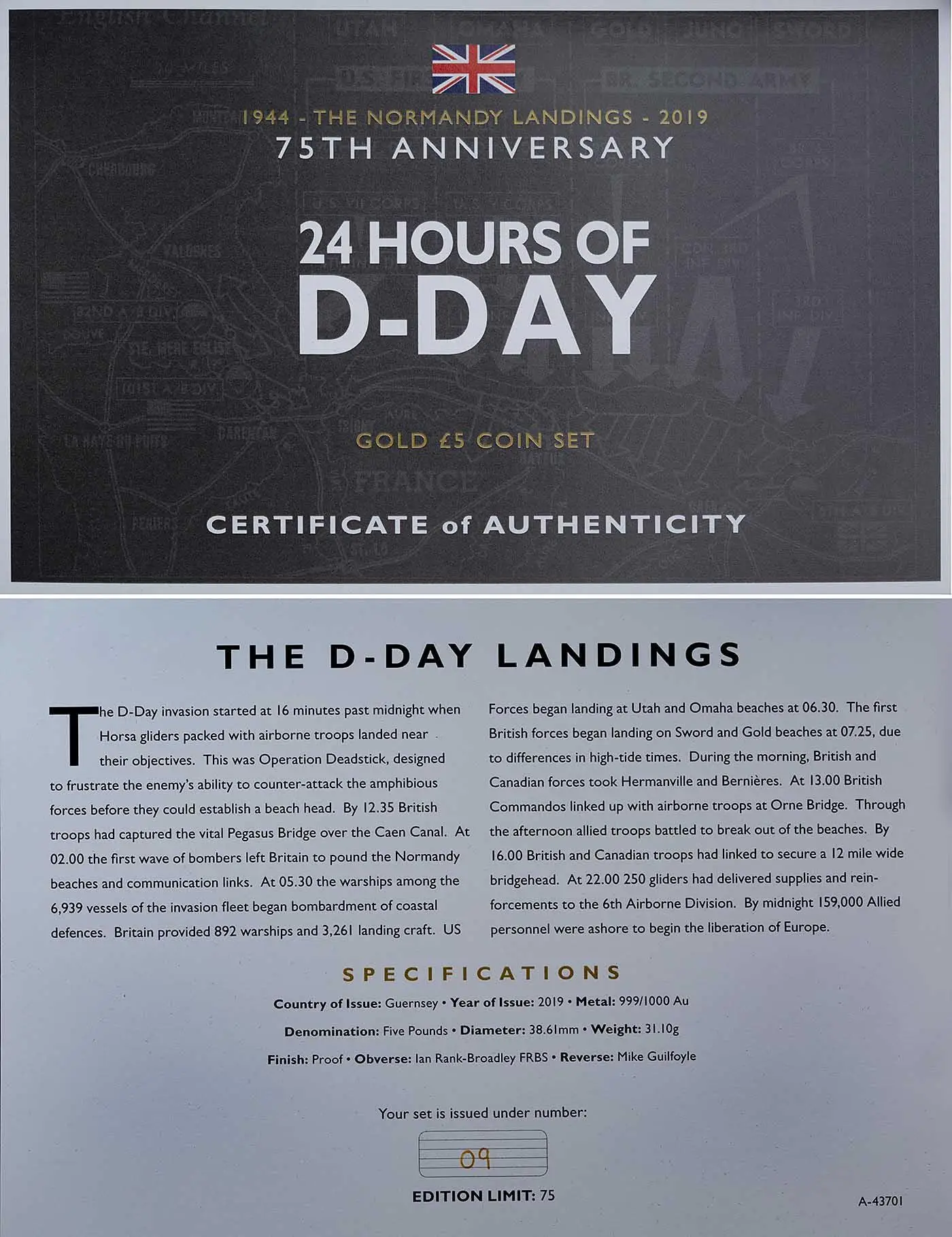 2019 Gold Proof D-Day Anniversary 3 Coin Set | Chards
