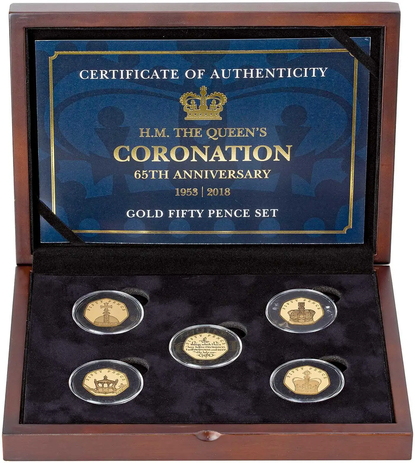 2018 Gold Proof 65th Anniversary 50 Pence Coin Set | Chards