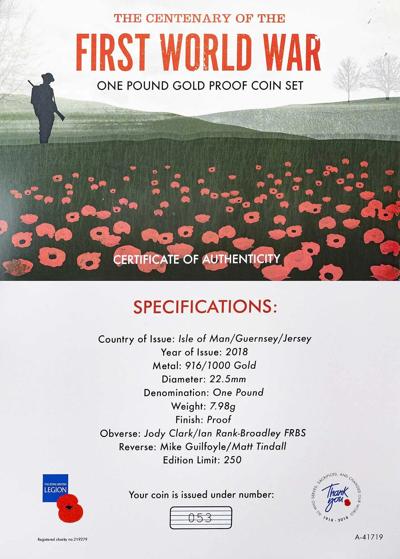 2018 Gold Proof Centenary of WWI £1 3 Coin Set | Chards