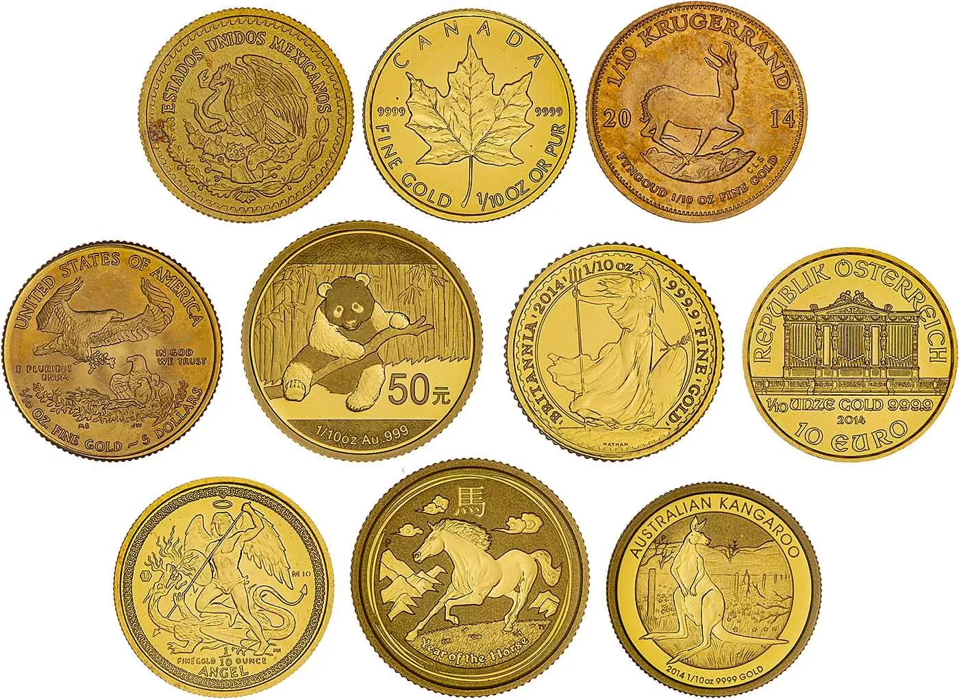 2014 Gold 1/10 oz The Magnificent Ten Coin Set | Chards