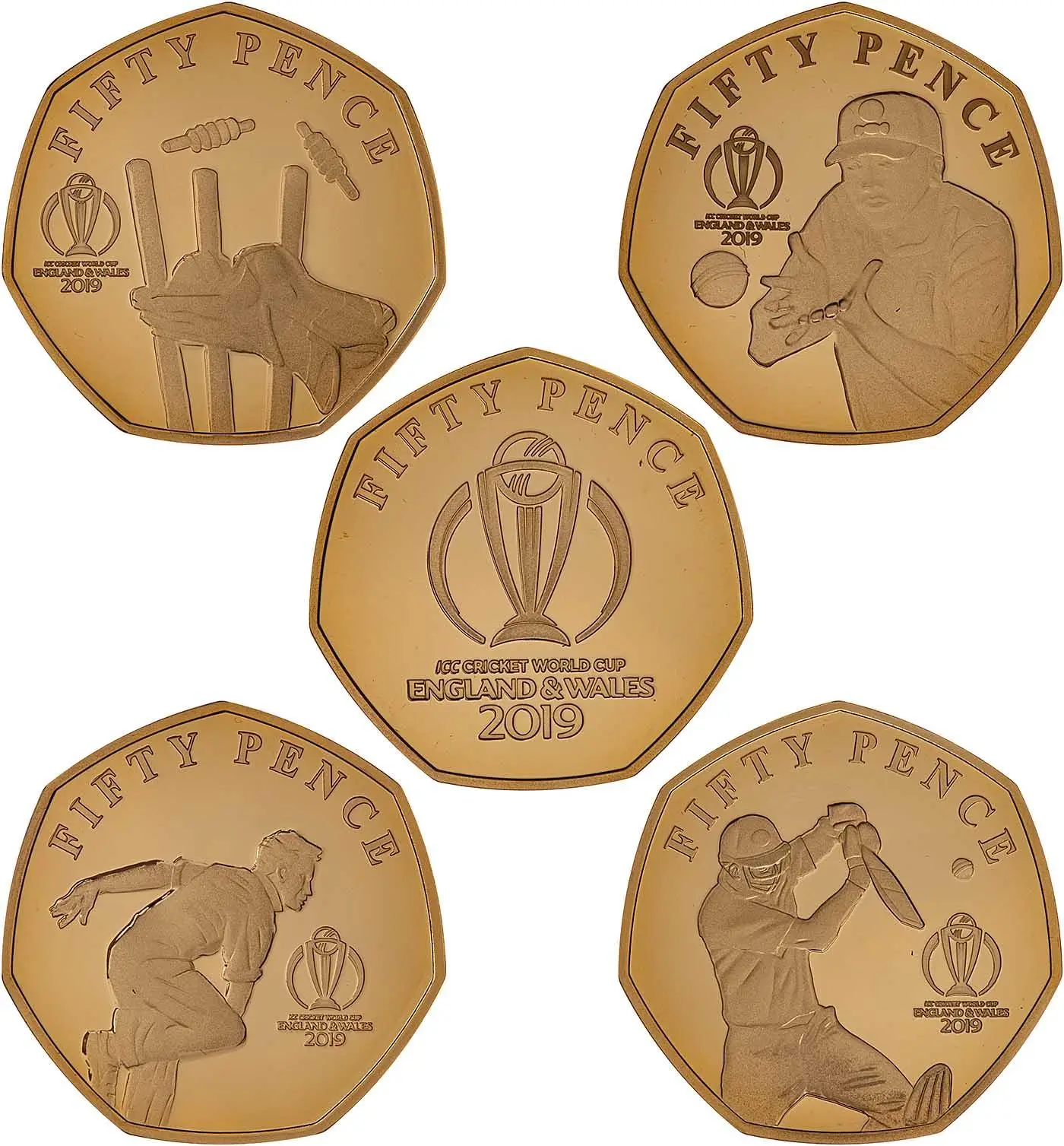 2019 Gold Proof ICC Cricket World Cup 50p Coin Set | Chards