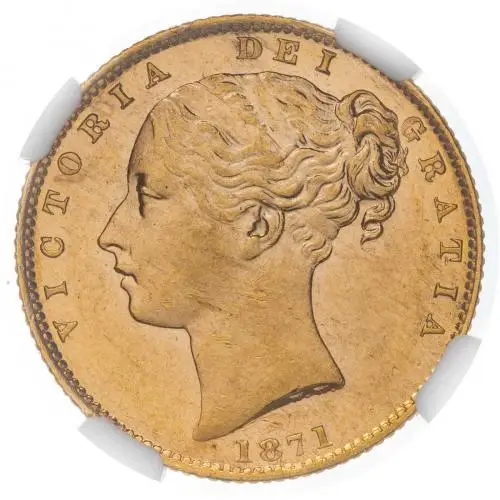 1871 Gold Sovereign Victoria Young Head NGC MS-62+ | Chards