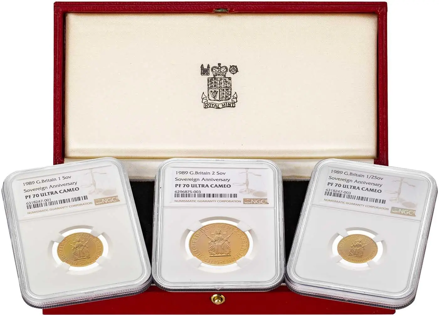 1989 Gold Proof Sovereign Set 3 Coins NGC Graded | Chards