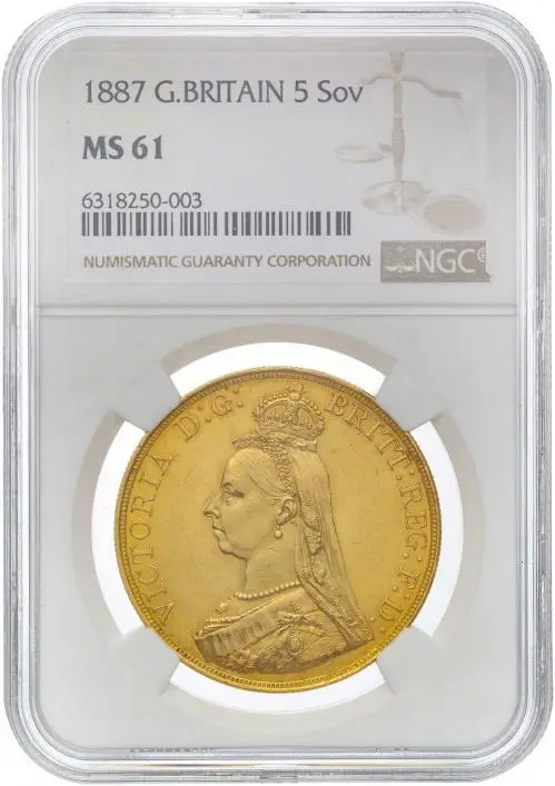 1887 Quintuple Sovereign Queen Victoria NGC MS 61 | Chards