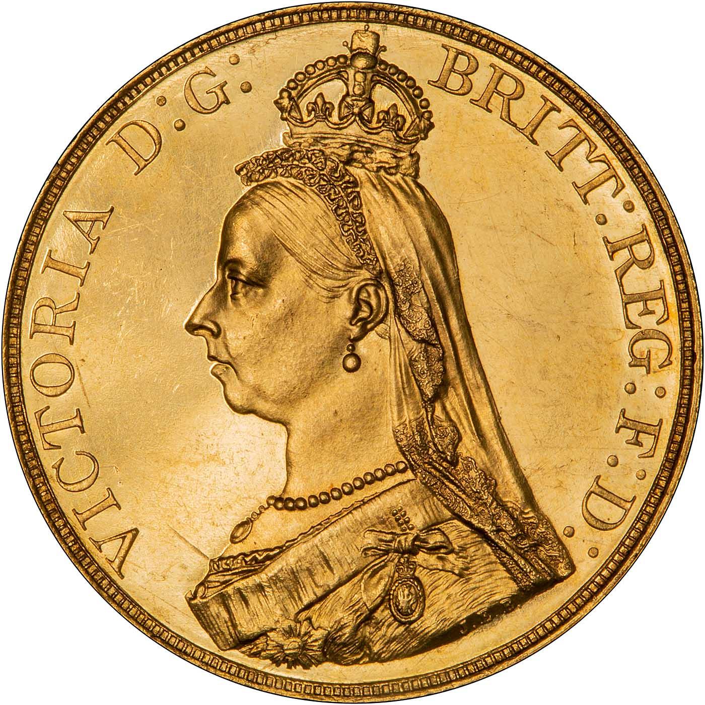 1887 Quintuple Sovereign Queen Victoria NGC MS 61 | Chards