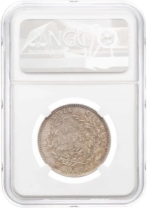 1840 (m) Silver Indian 1 Rupee NGC MS-61 Coin | Chards