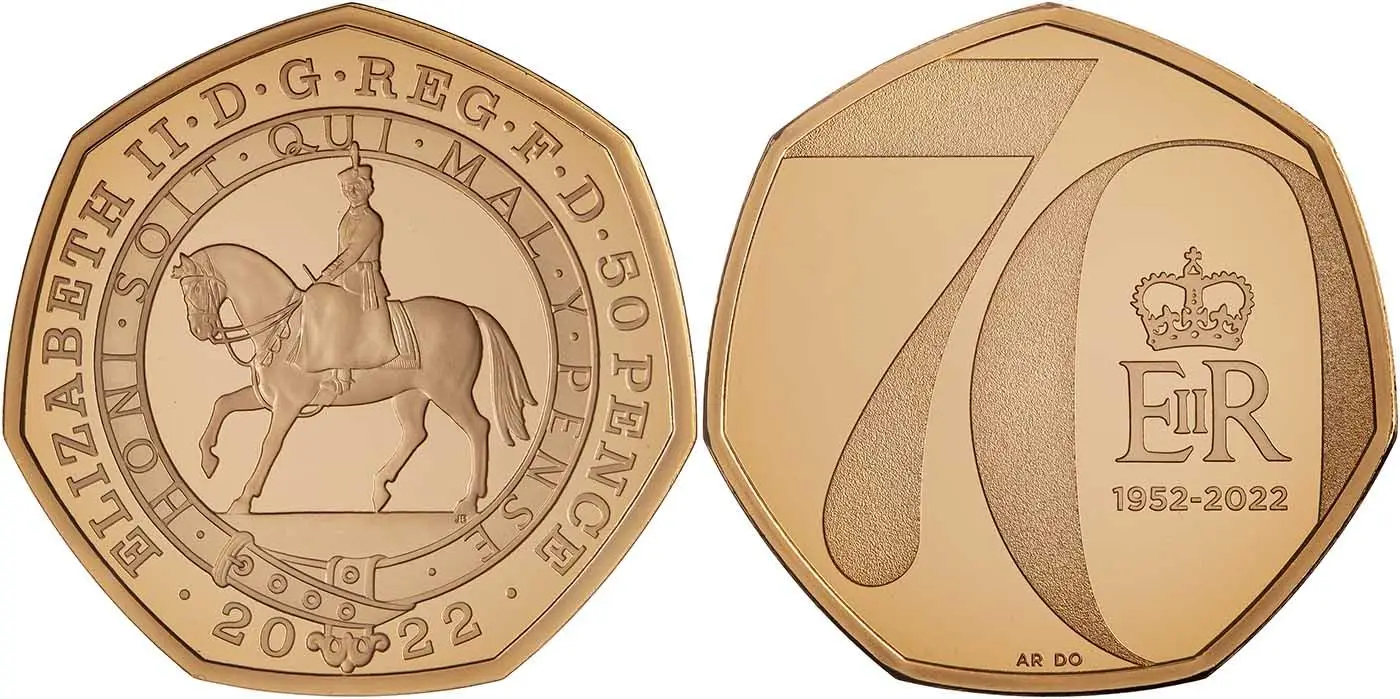 2022 Gold Proof Platinum Jubilee 50p 2 Coin Set | Chards