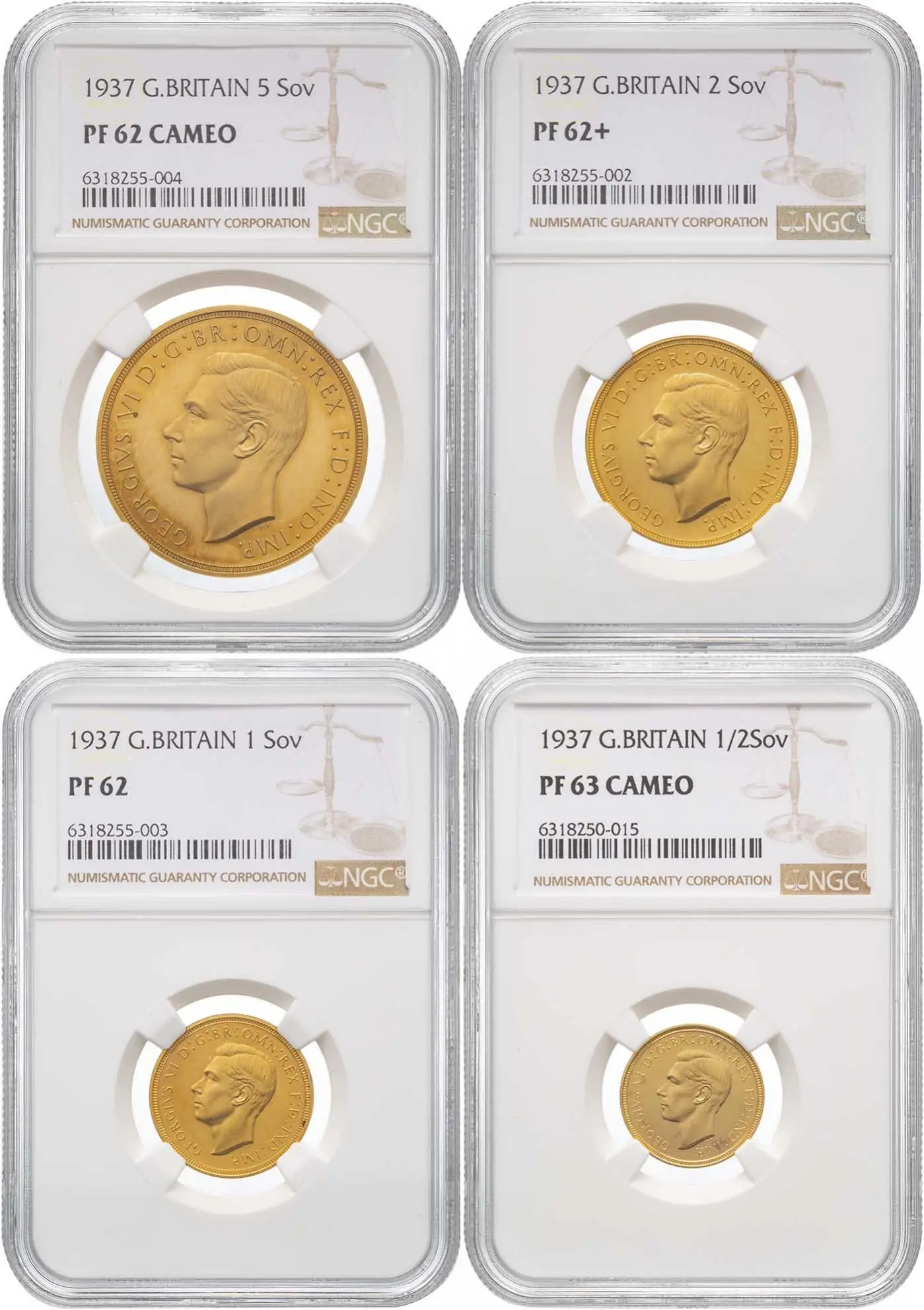 1937 4 Coin Gold Proof Specimen Set PF 62-63 | Chards