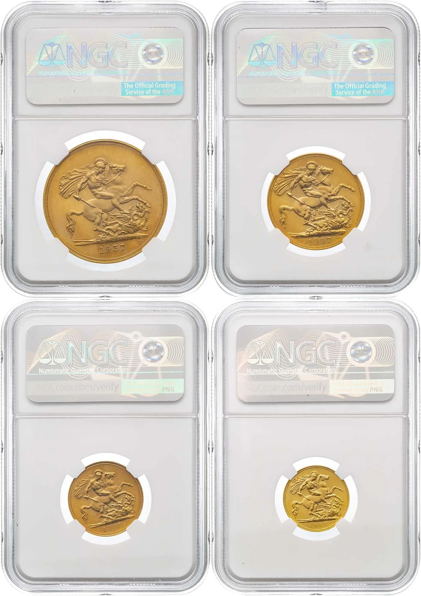 1937 4 Coin Gold Proof Specimen Set PF 62-63 | Chards