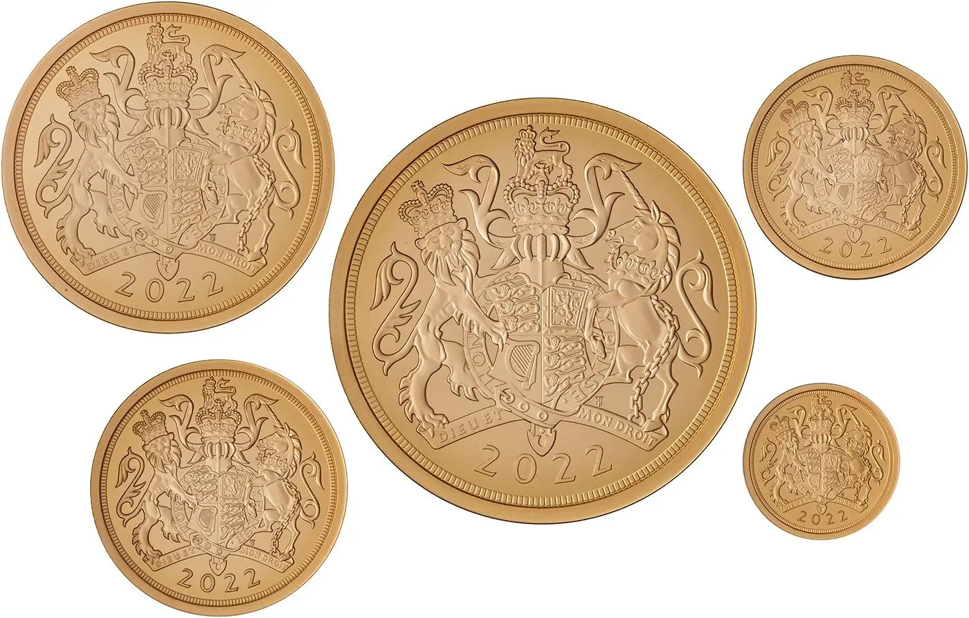 2022 Proof Sovereign 5 Coin Gold Piedfort Set | Chards