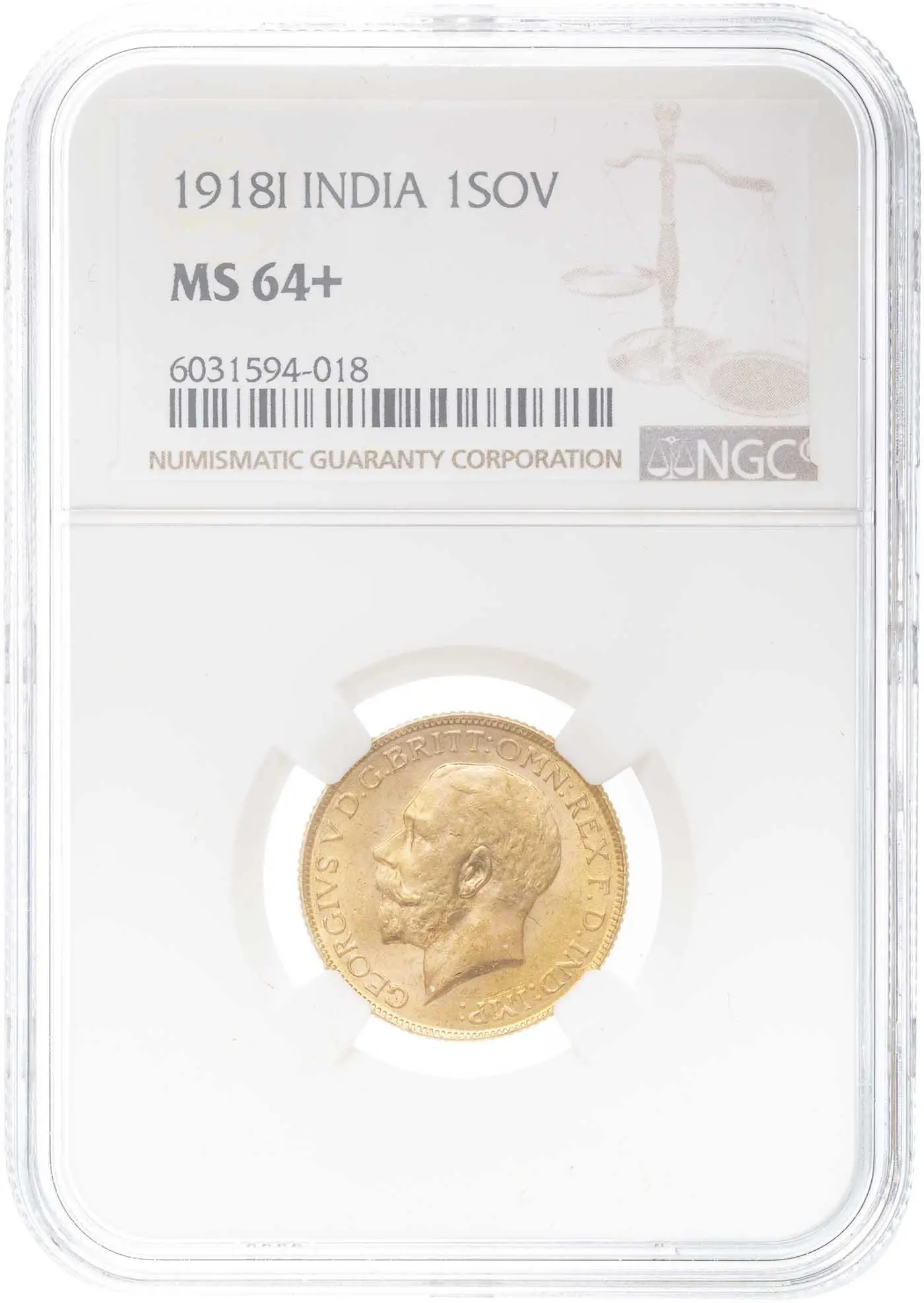 1918 Bombay Gold Sovereign George V - NGC | Chards