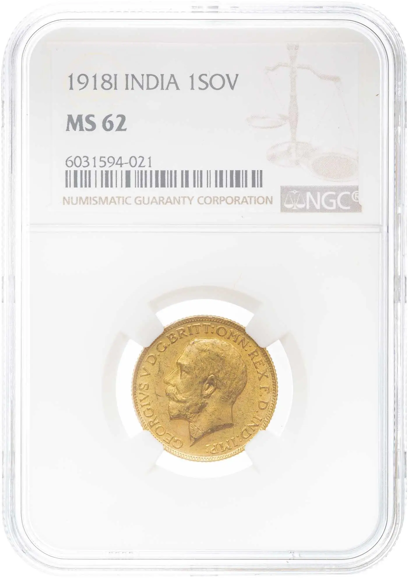 1918 Bombay Gold Sovereign George V - NGC | Chards