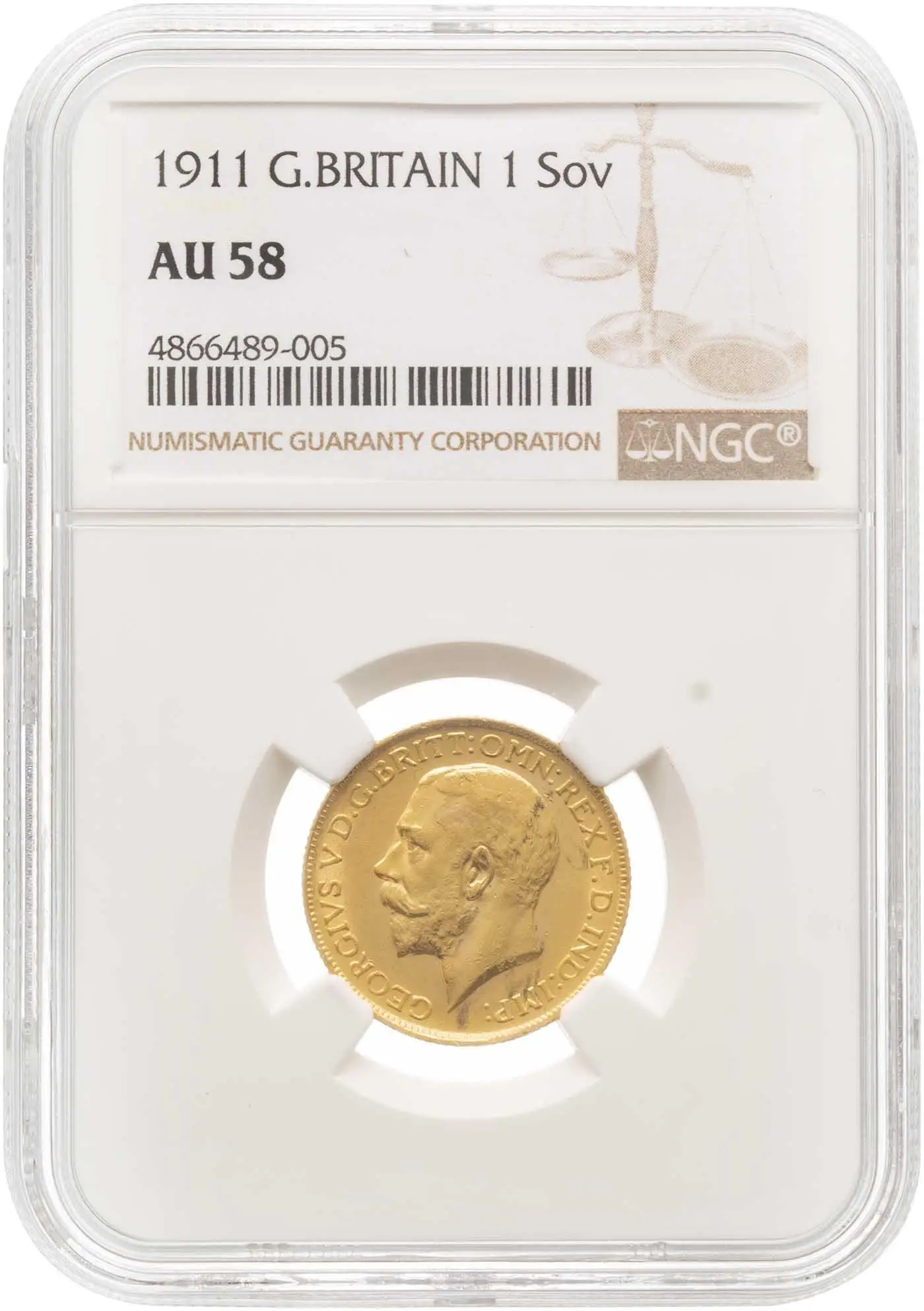 1911 Gold Sovereign George V NGC AU-58 Coin | Chards