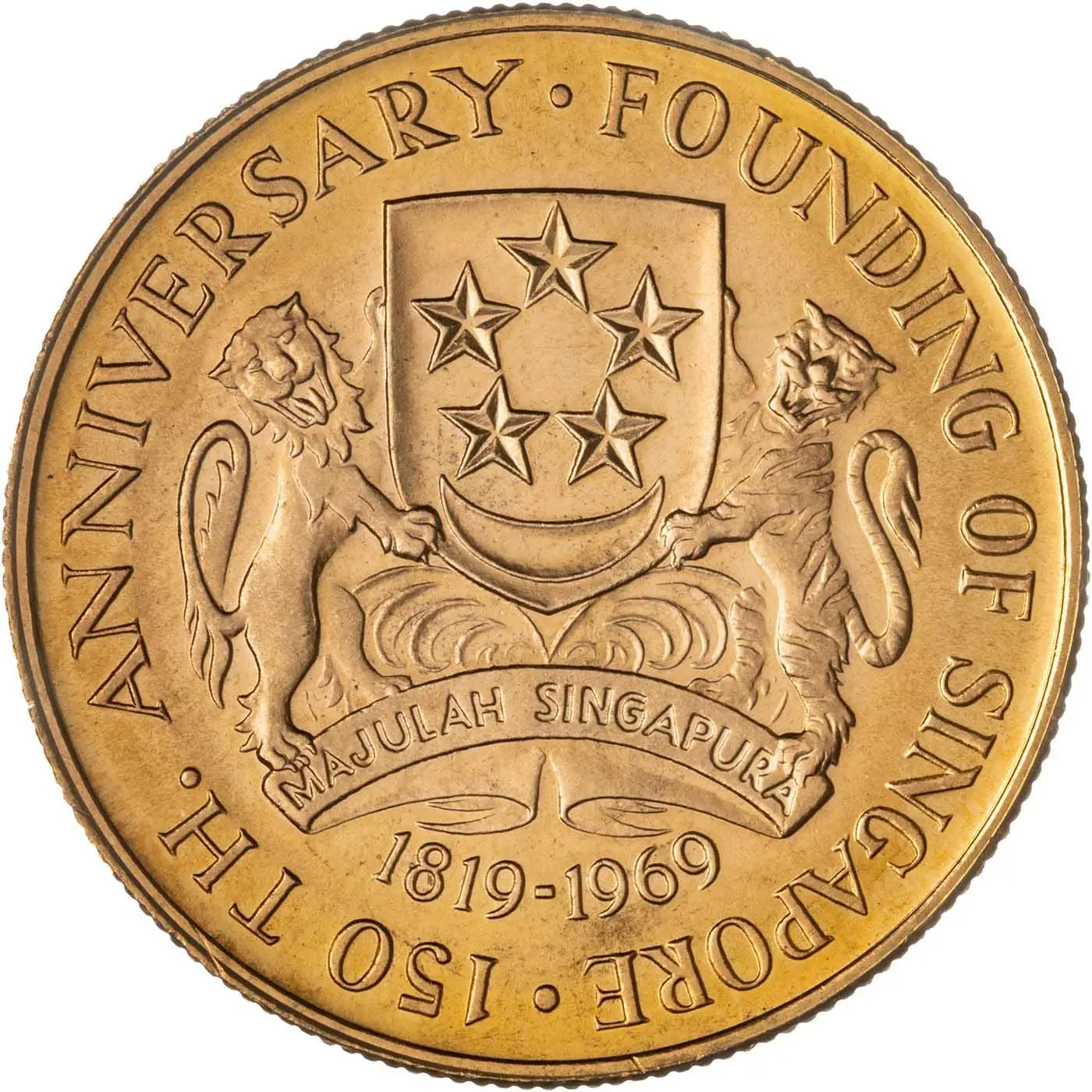 1969 Gold 150th Anniversary of Singapore Coin | Chards