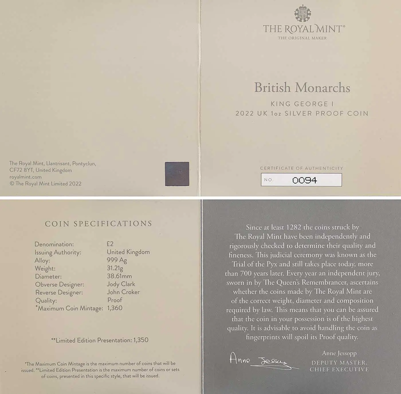 2022 1 oz Silver Proof George I Coin | Chards - £140.00