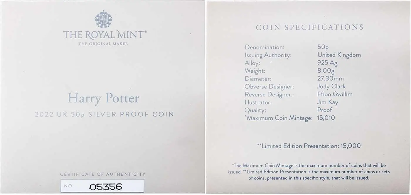 2022 Harry Potter 50p Silver Proof Coin | Chards