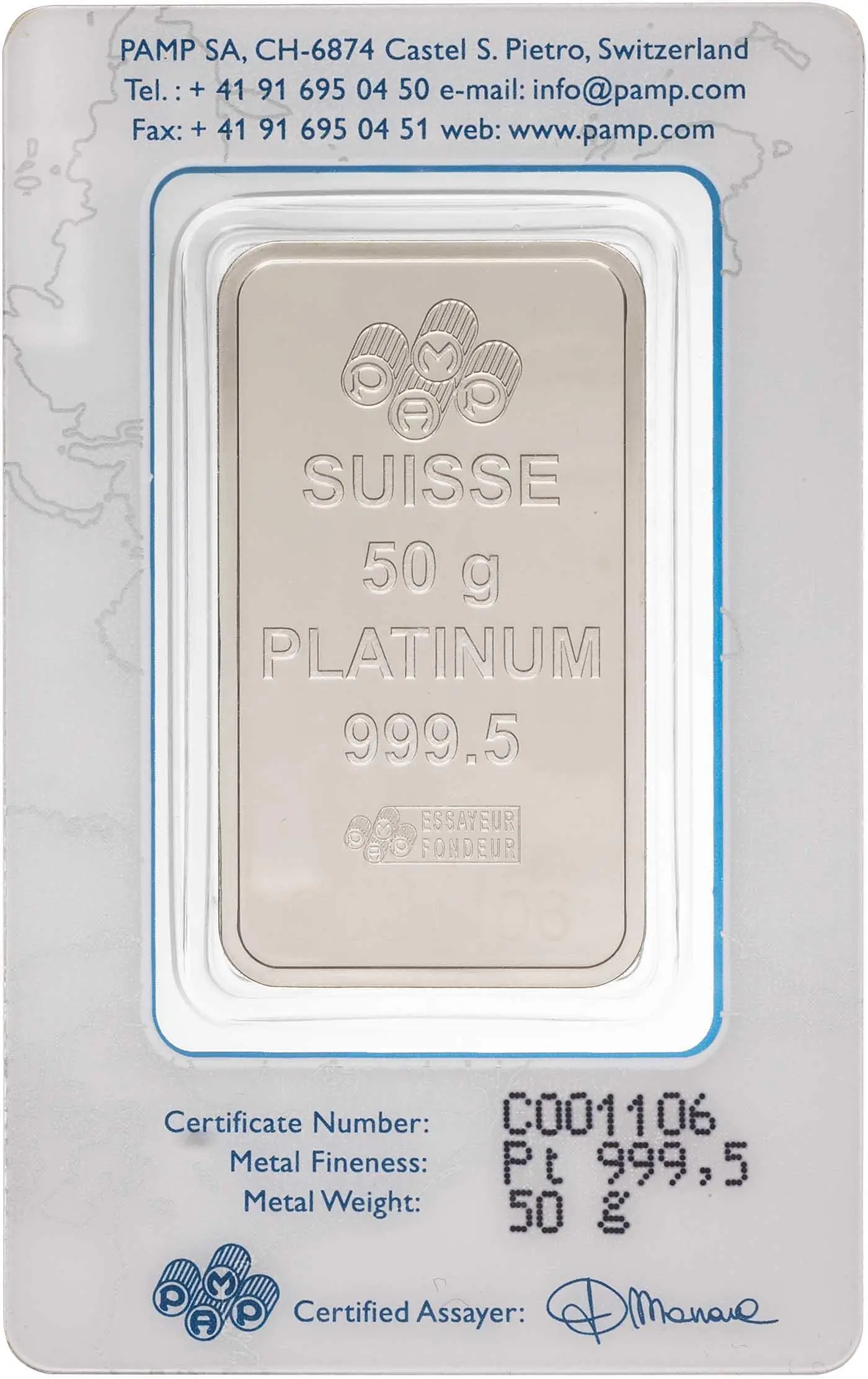 50g Minted Platinum Bullion Fortuna Bar In Card | Chards