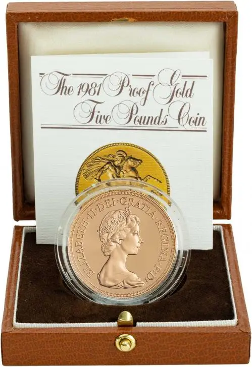1981 Gold Proof Five Sovereign Piece Royal Mint | Chards