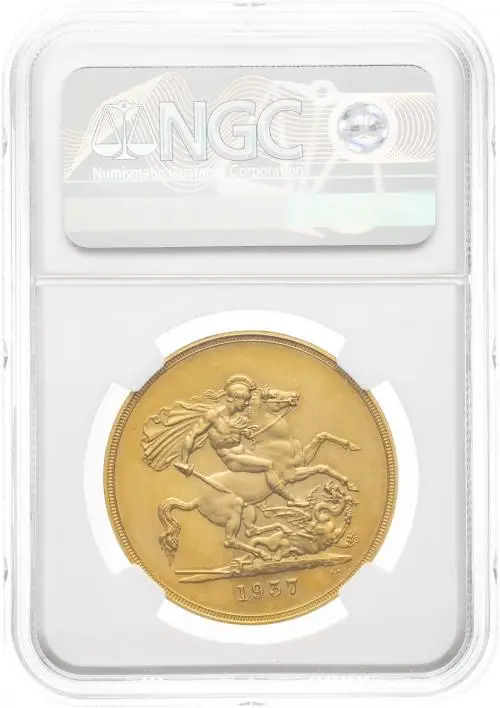 1937 Gold Proof Quintuple Sovereign NGC PF 62 CAMEO | Chards