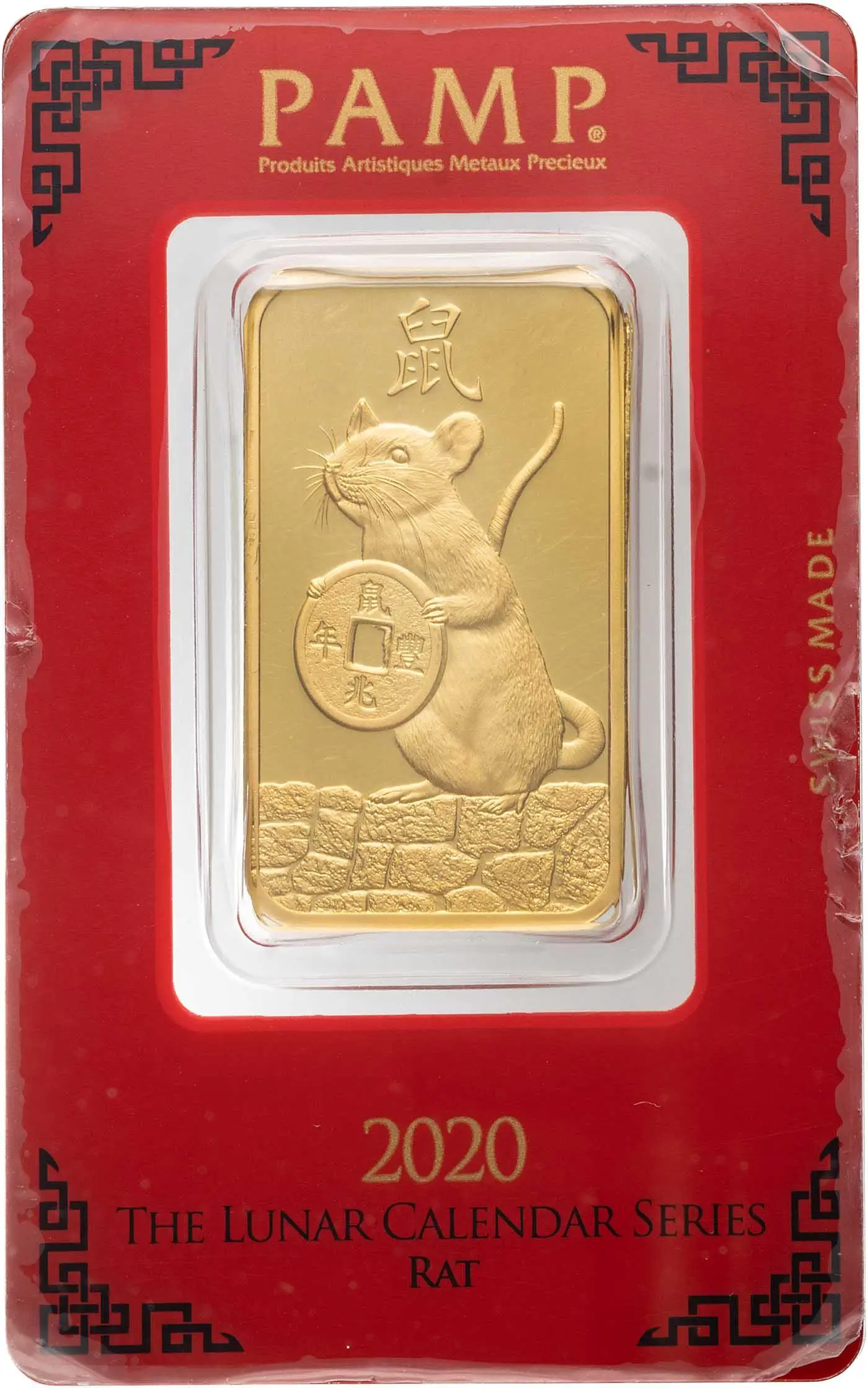 2020 1 oz PAMP Year of the Rat Pre-Owned Gold Bars