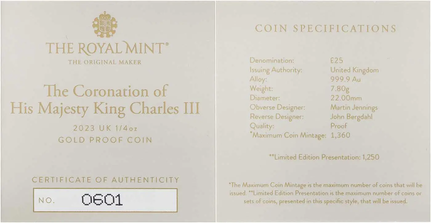2023 1/4 Ounce KCIII Coronation Gold Coin | Chards