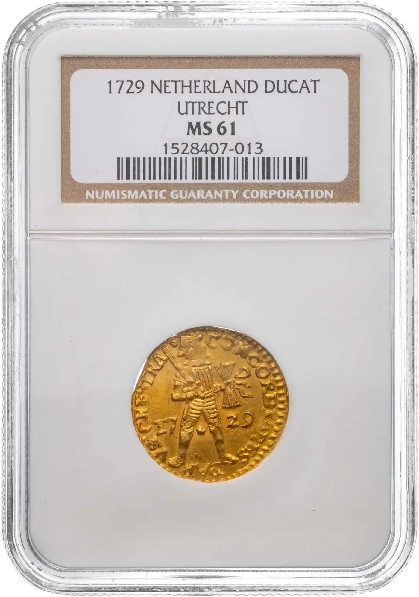 1729 Gold Graded 1 Ducat NGC MS-61 | Chards - £795.00