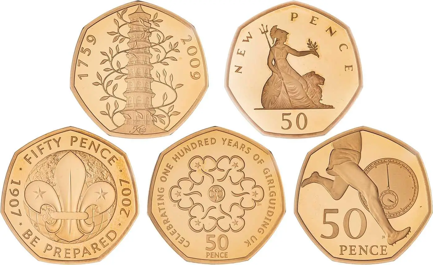 2019 Gold Proof QEII 50 Years of the 50p Coin Set | Chards