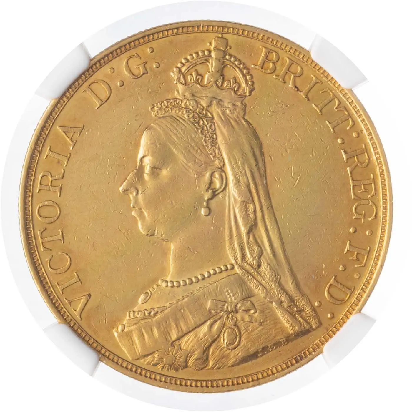 1887 Quintuple Sovereign Queen Victoria NGC AU 55 | Chards