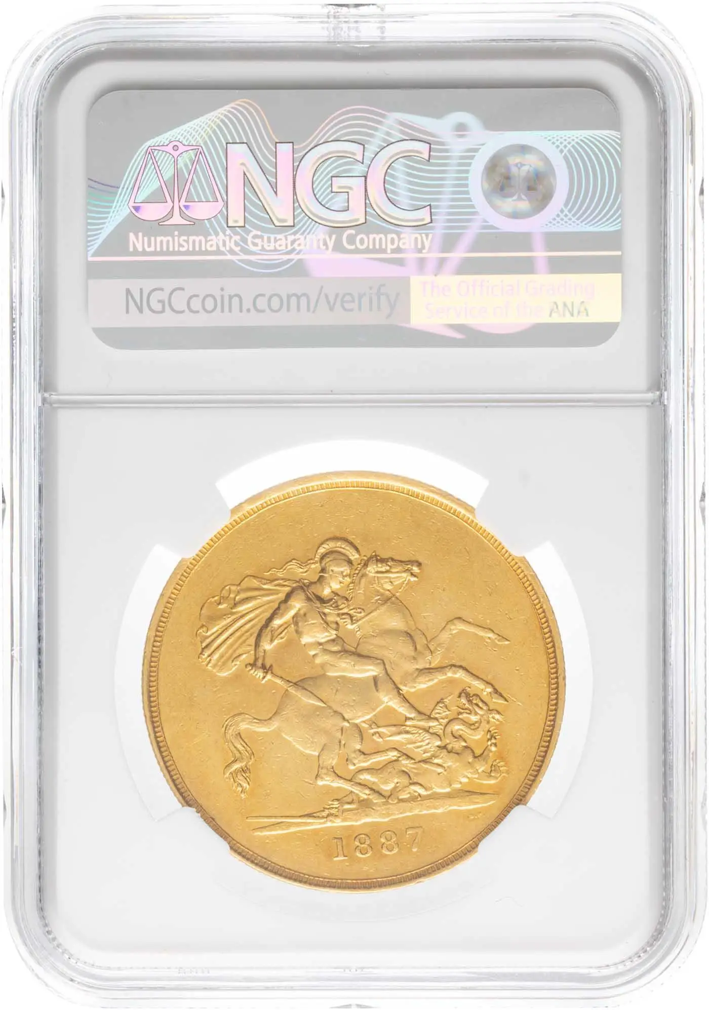 1887 Quintuple Sovereign Queen Victoria NGC AU 55 | Chards