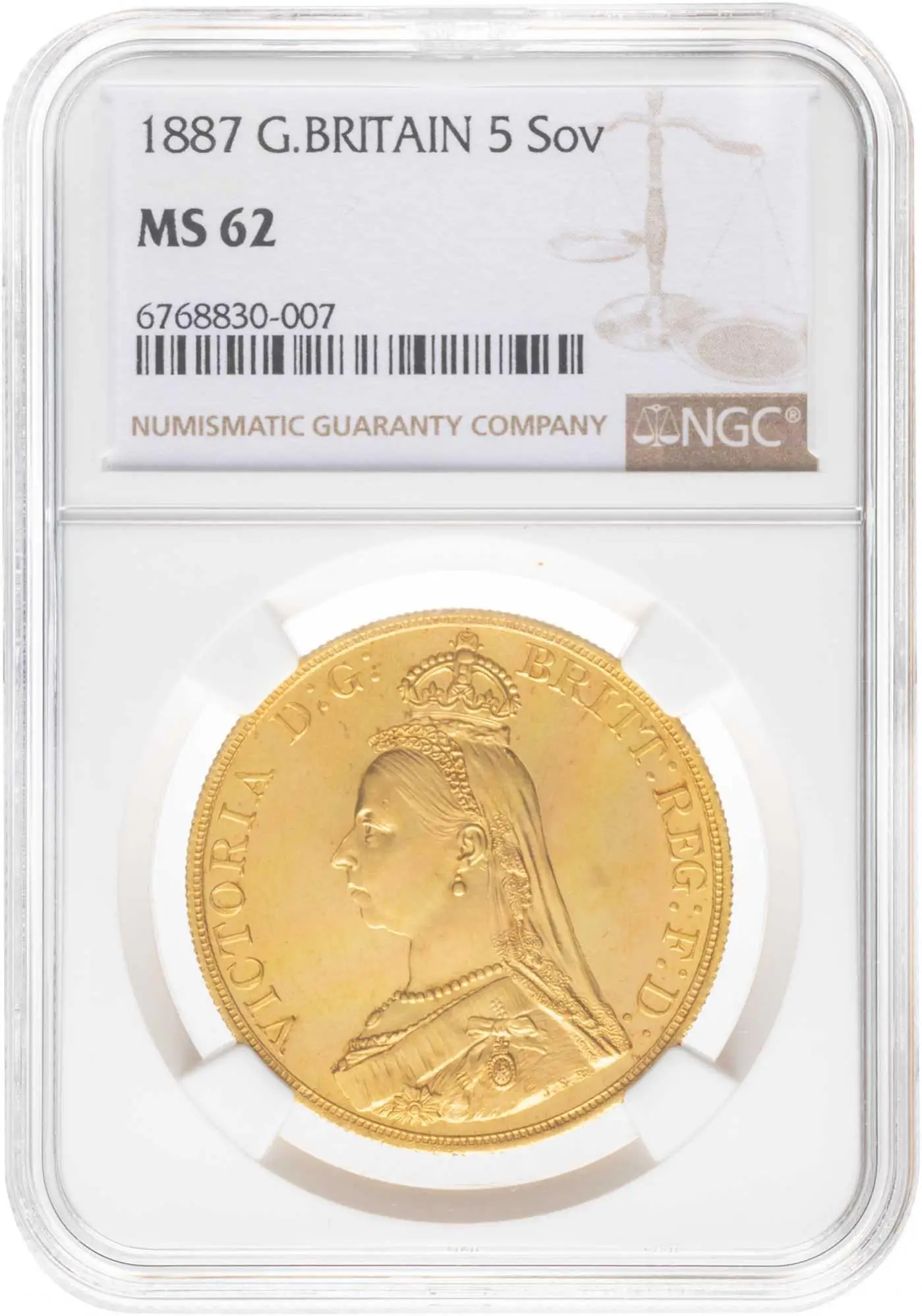 1887 Quintuple Sovereign Queen Victoria NGC MS 62 | Chards