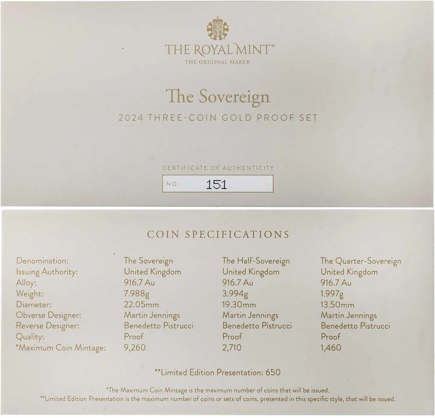 2024 Gold Proof Sovereign 3-Coin Set | Chards - £1,095.00