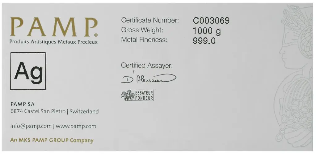 Pre-Owned Pamp Suisse Fortuna 1kg Silver Bar | Chards