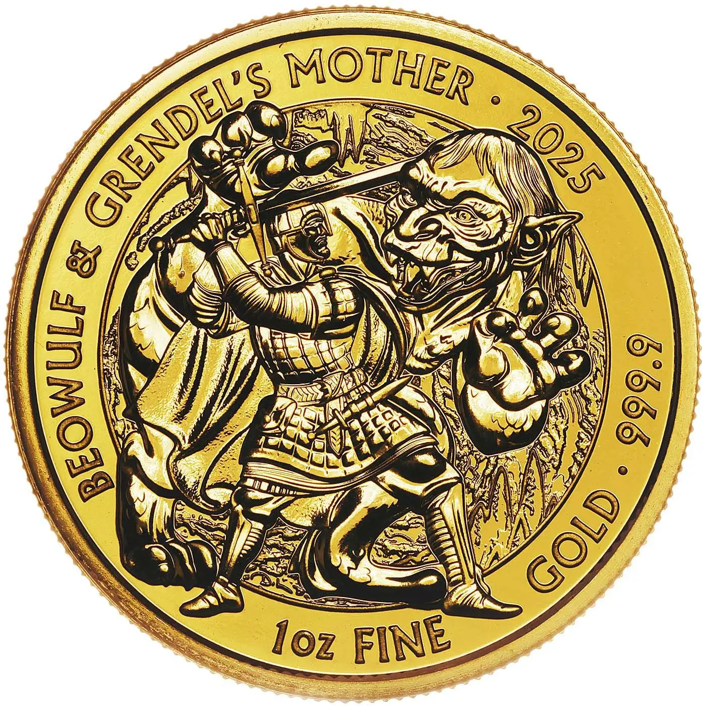 2025 UK Beowulf & Grendel's Mother 1 oz Gold Coin | Chards