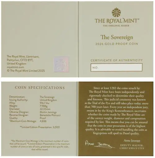 2026 UK Full Gold Proof Sovereign Coin | Chards
