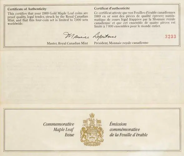 1989 Gold Proof 10th Anniversary of the Maple Set | Chards