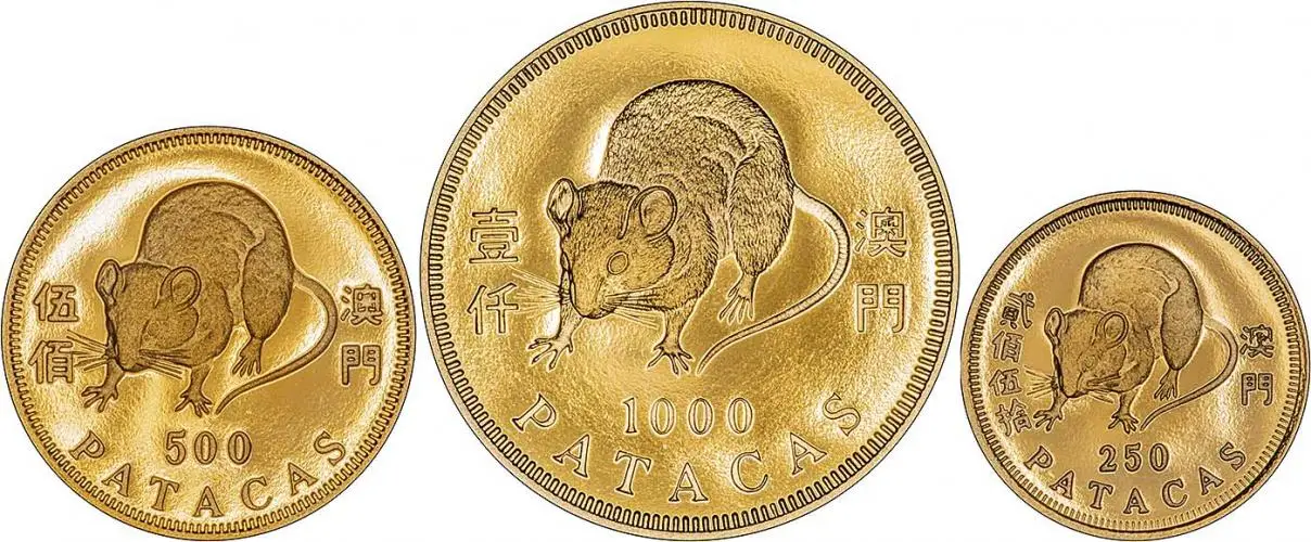 1996 Macau Year of the Rat 3 Coin Gold Proof Set | Chards