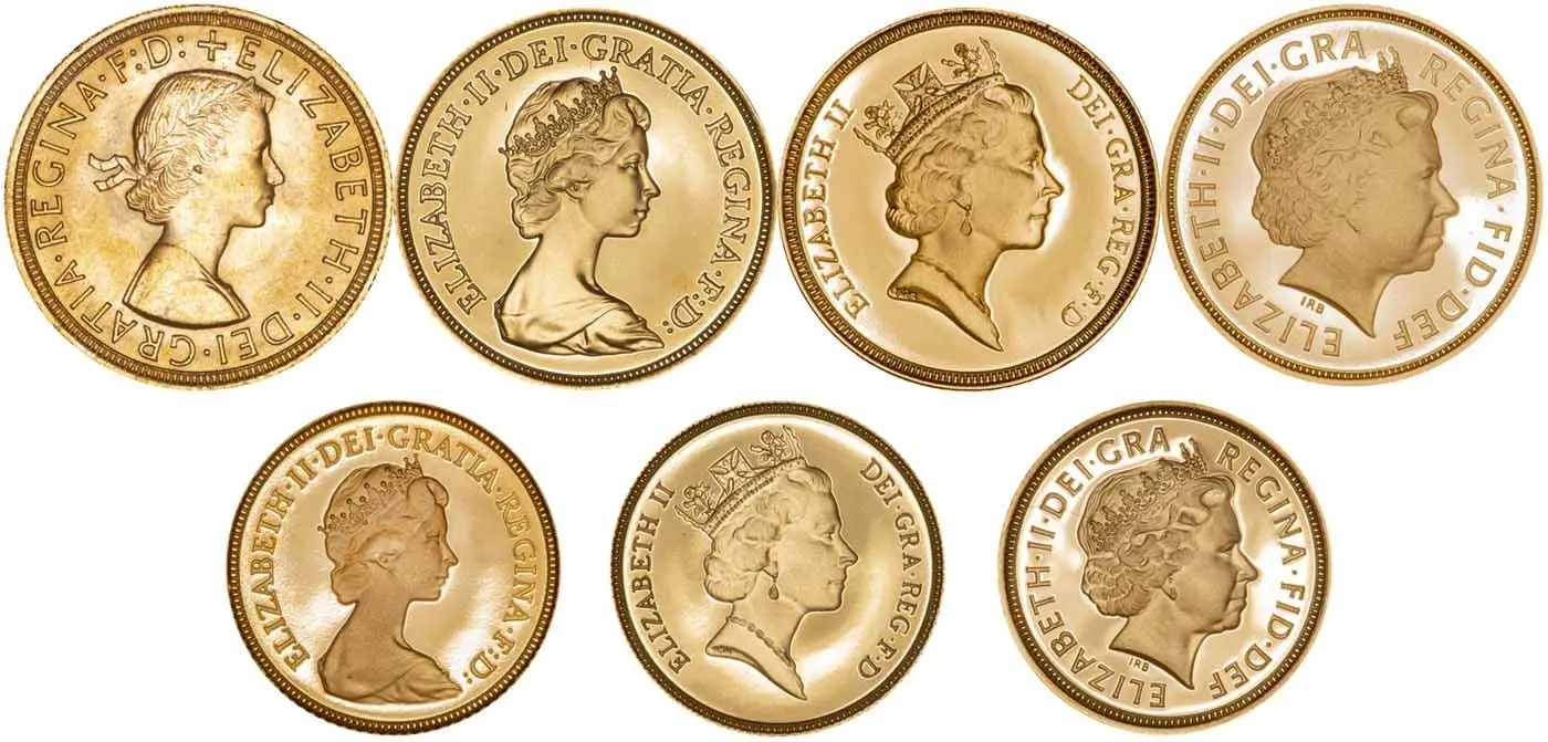 Gold Sovereign Elizabeth II Collection 7 Coin Set | Chards