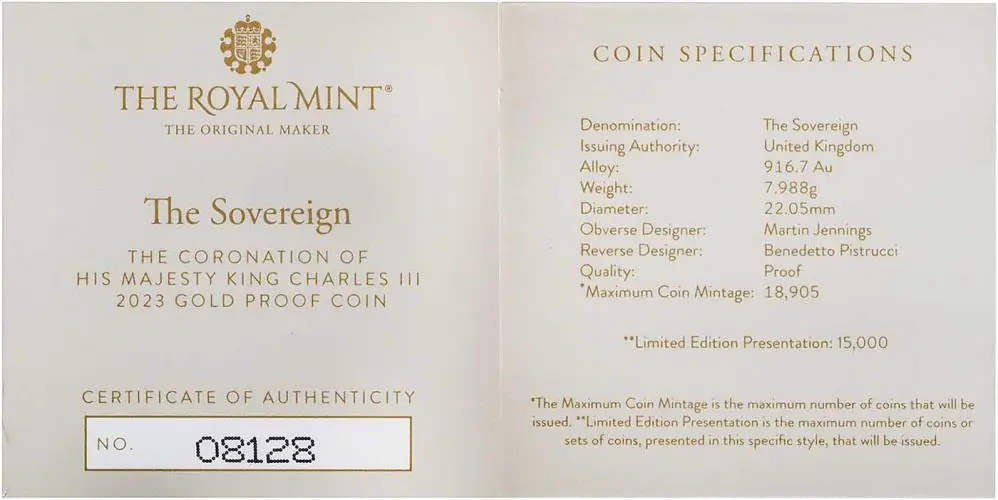 2023 Royal Mint Gold Proof KCIII Sovereign Coin | Chards