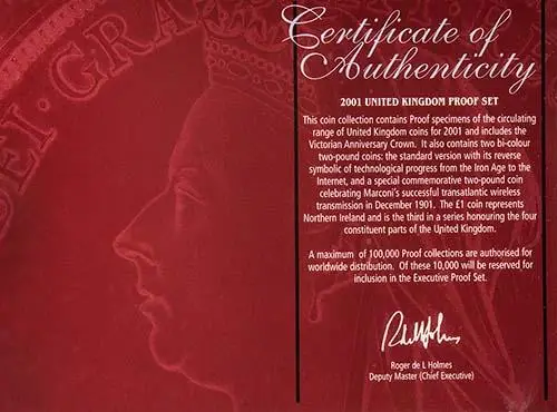 2001 United Kingdom Standard Proof Coin Set l Chard